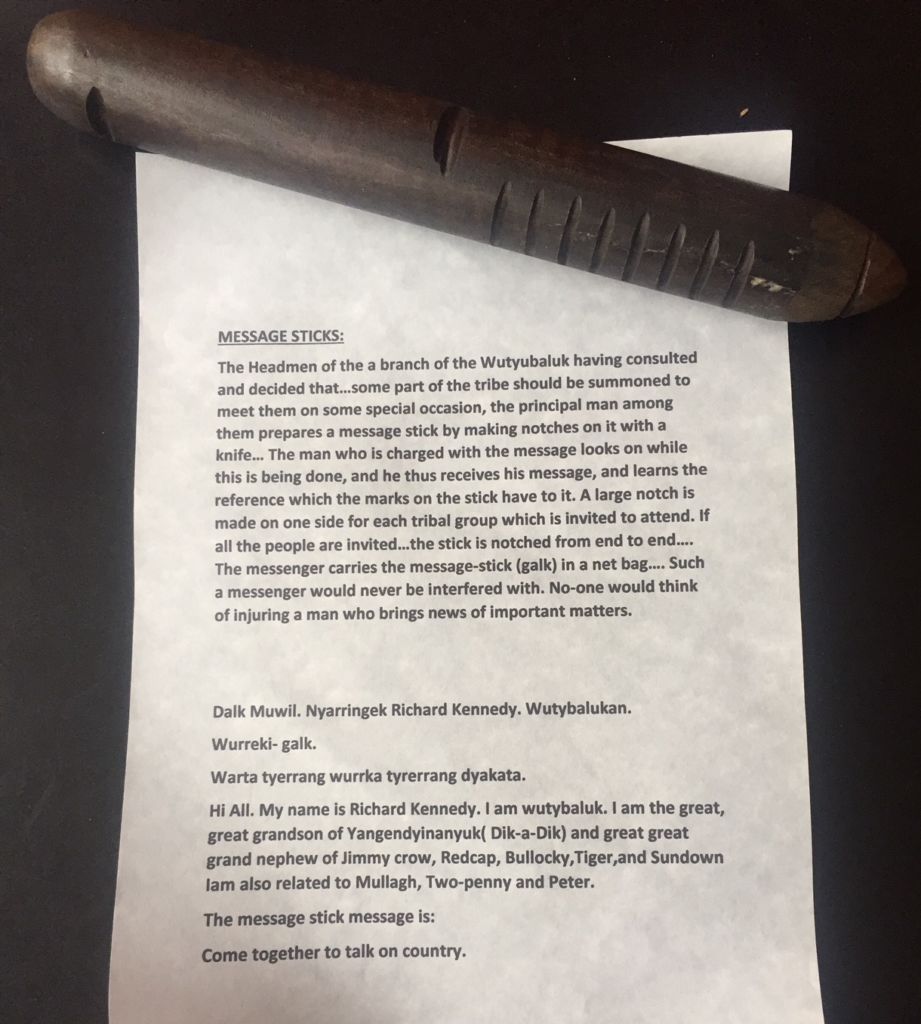 Ross and John listener delivers message stick to London High Commission