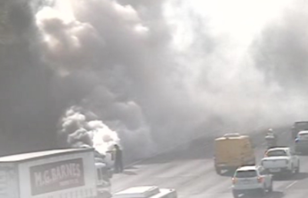 Massive car fire on Eastern Freeway