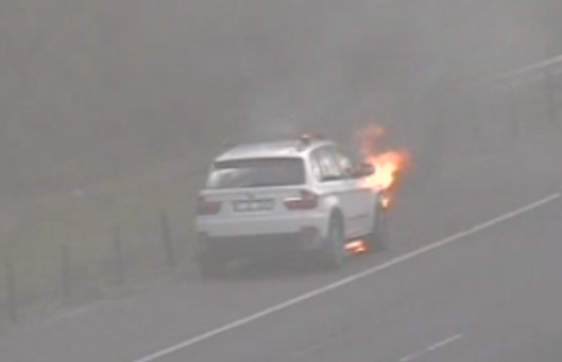 Massive car fire on Eastern Freeway