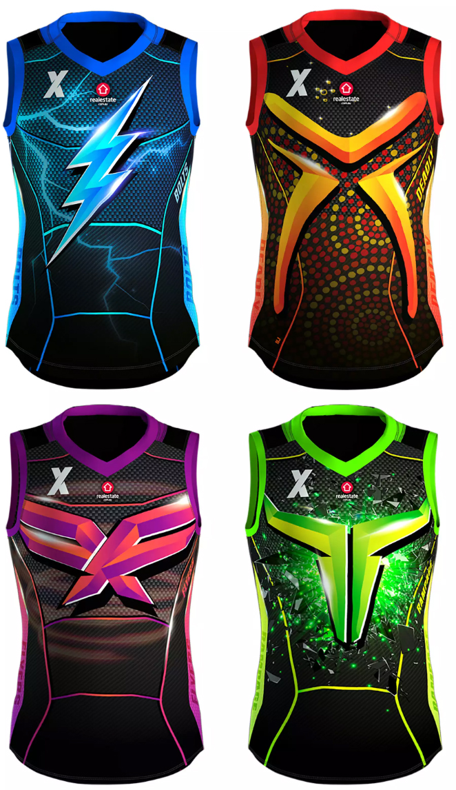 AFLX jumpers unveiled, including Melbourne star's fiery design