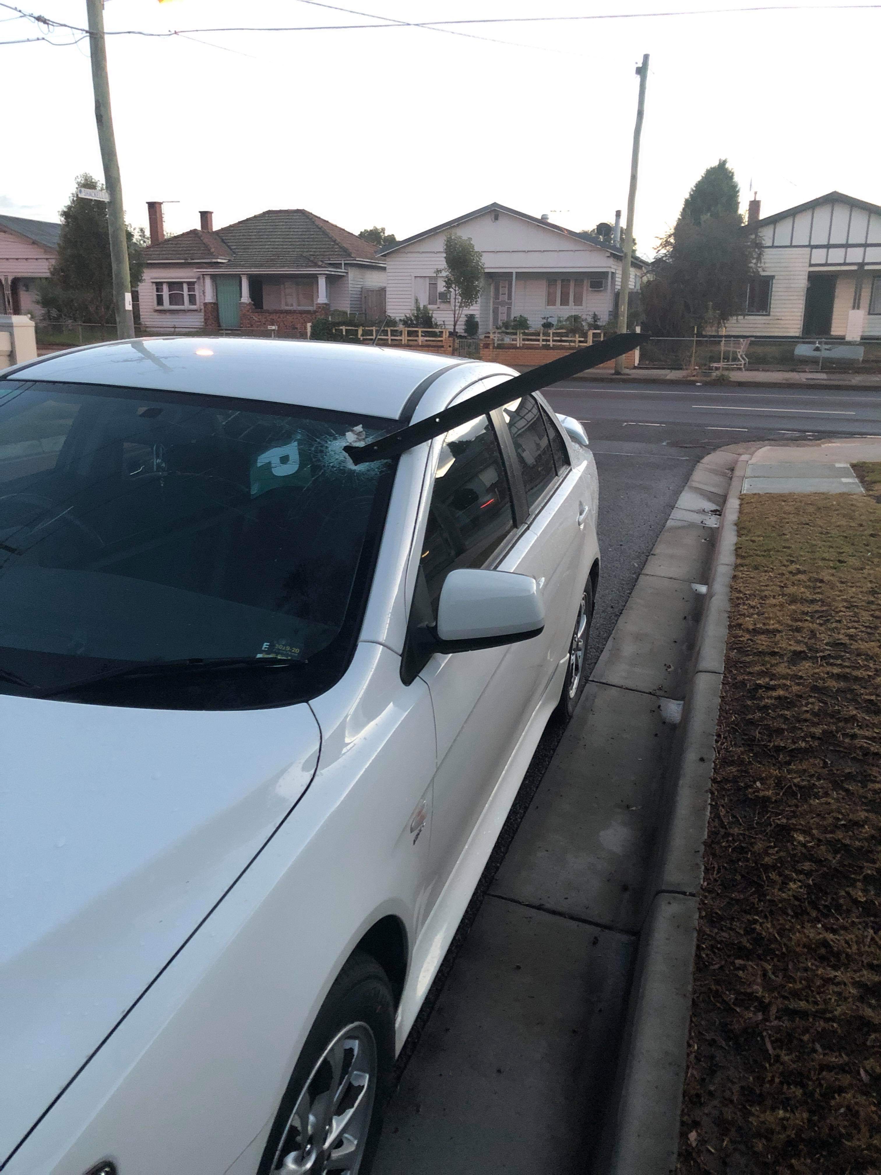 Near miss: Steel beam smashes through windscreen