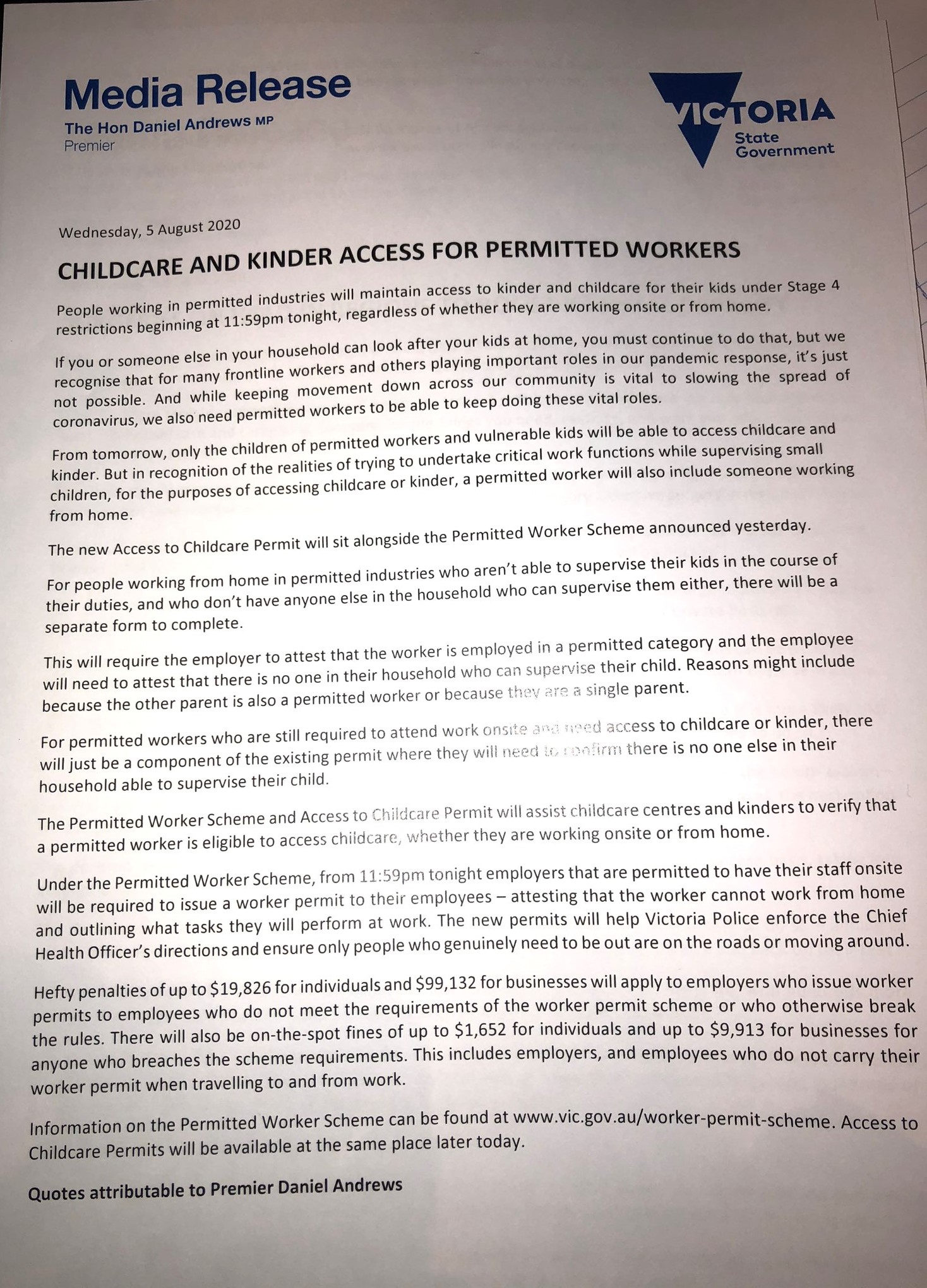 Childcare permit: Who can send their kids to kinder and childcare today