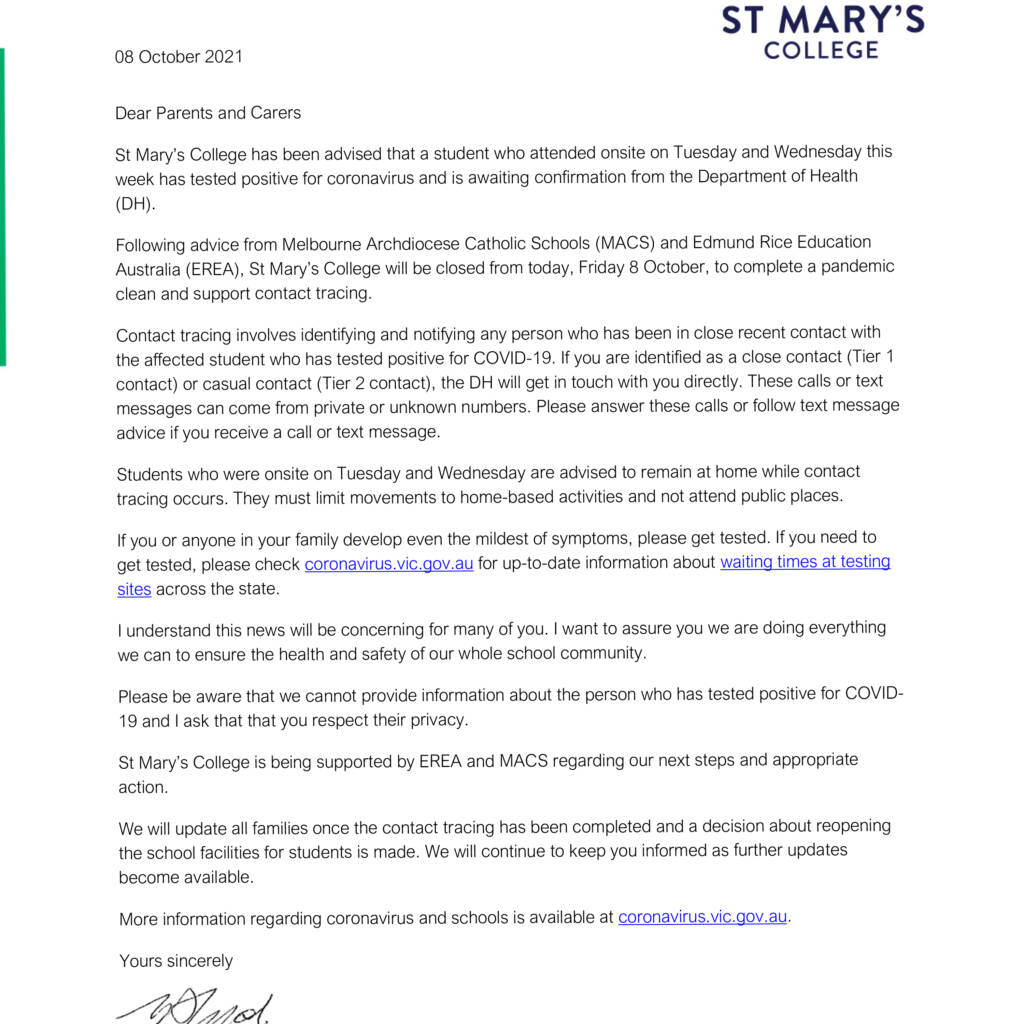 Two Melbourne schools send students home due to COVID-19