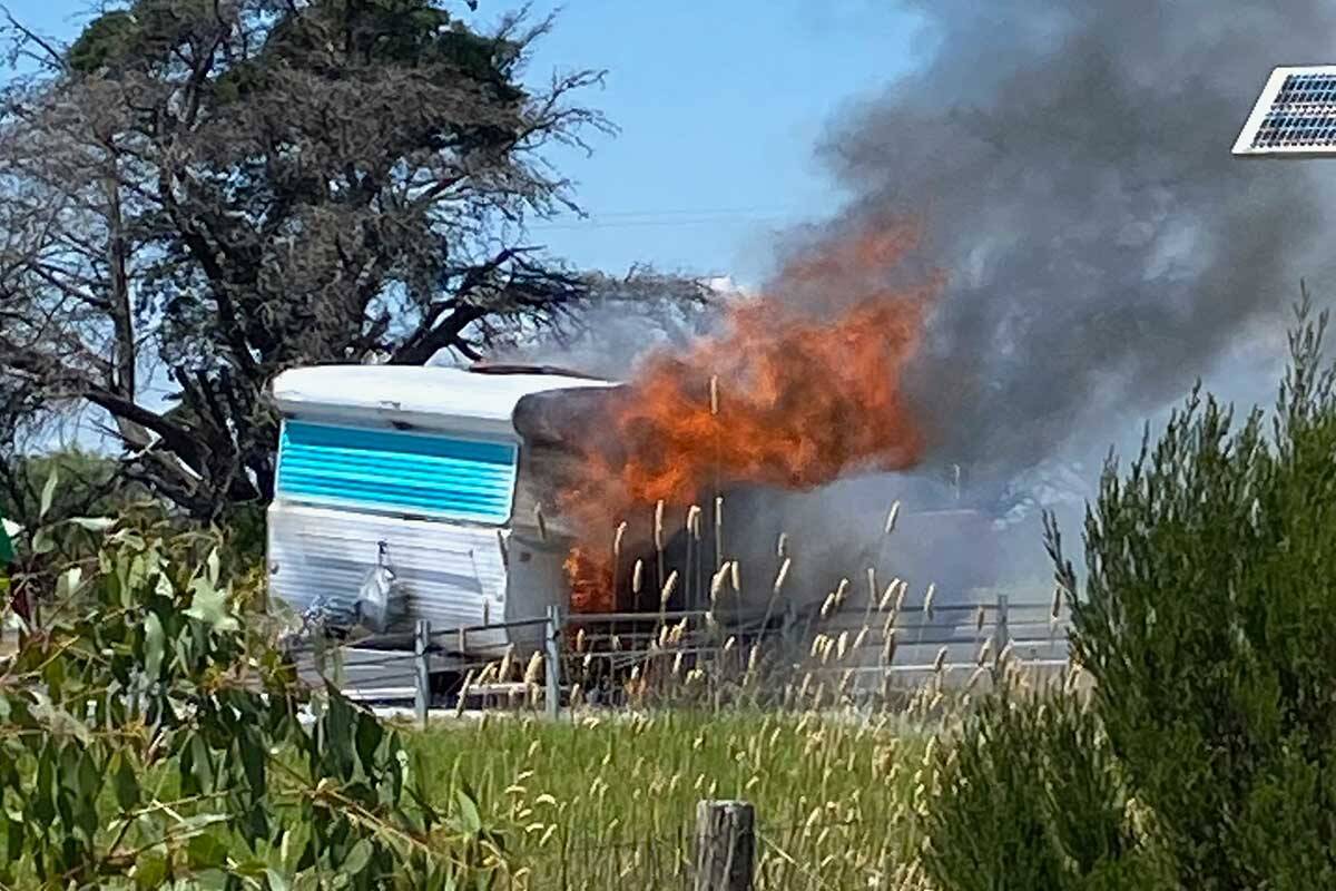 Caravan engulfed by flames on South Gippsland Highway