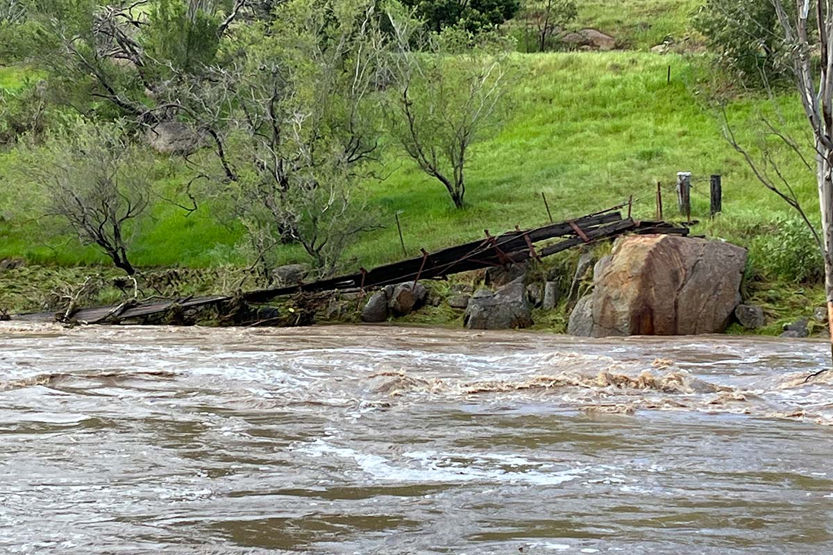 Historic Bulla bridge swept away by floodwaters