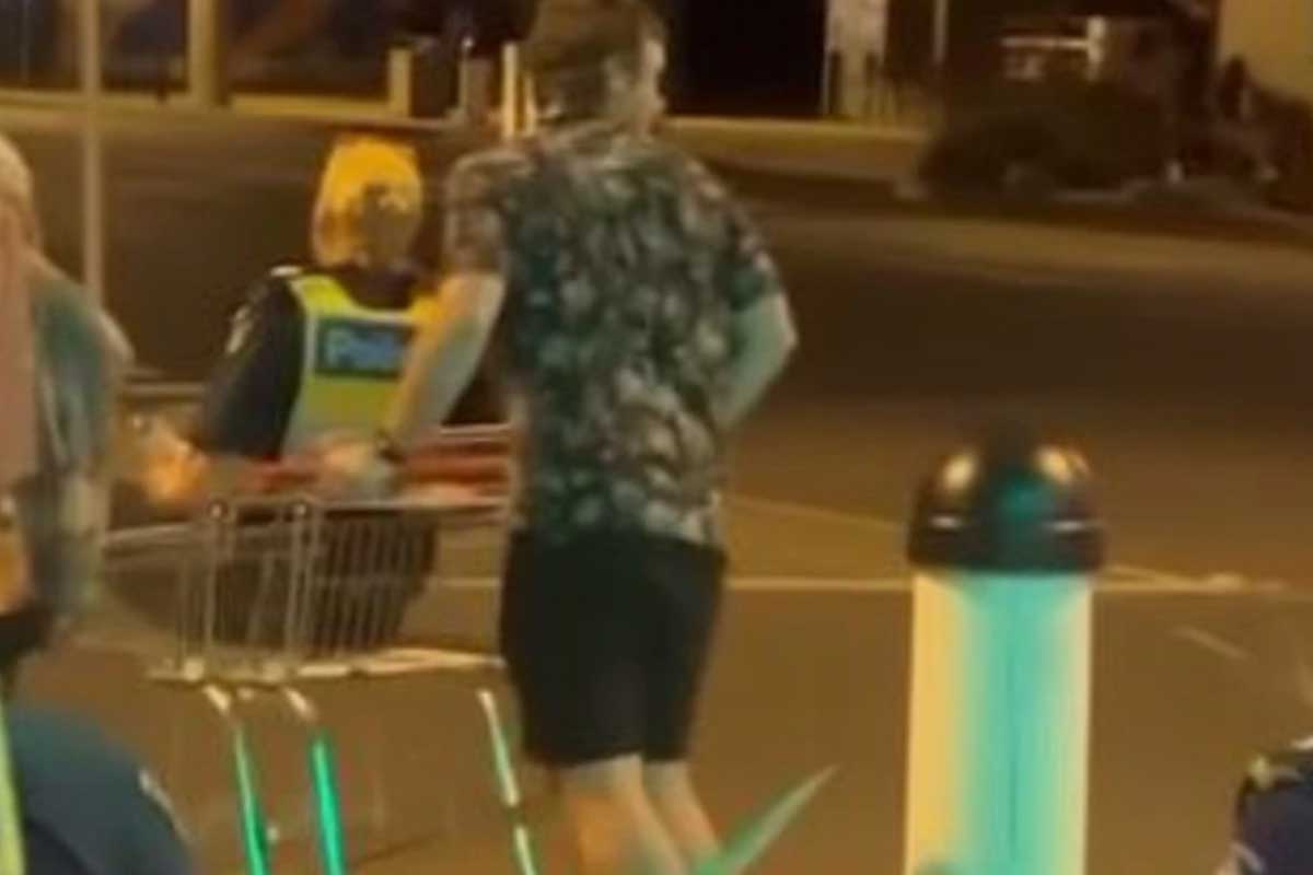 Footage of Victorian police officer in shopping trolley stunt goes viral