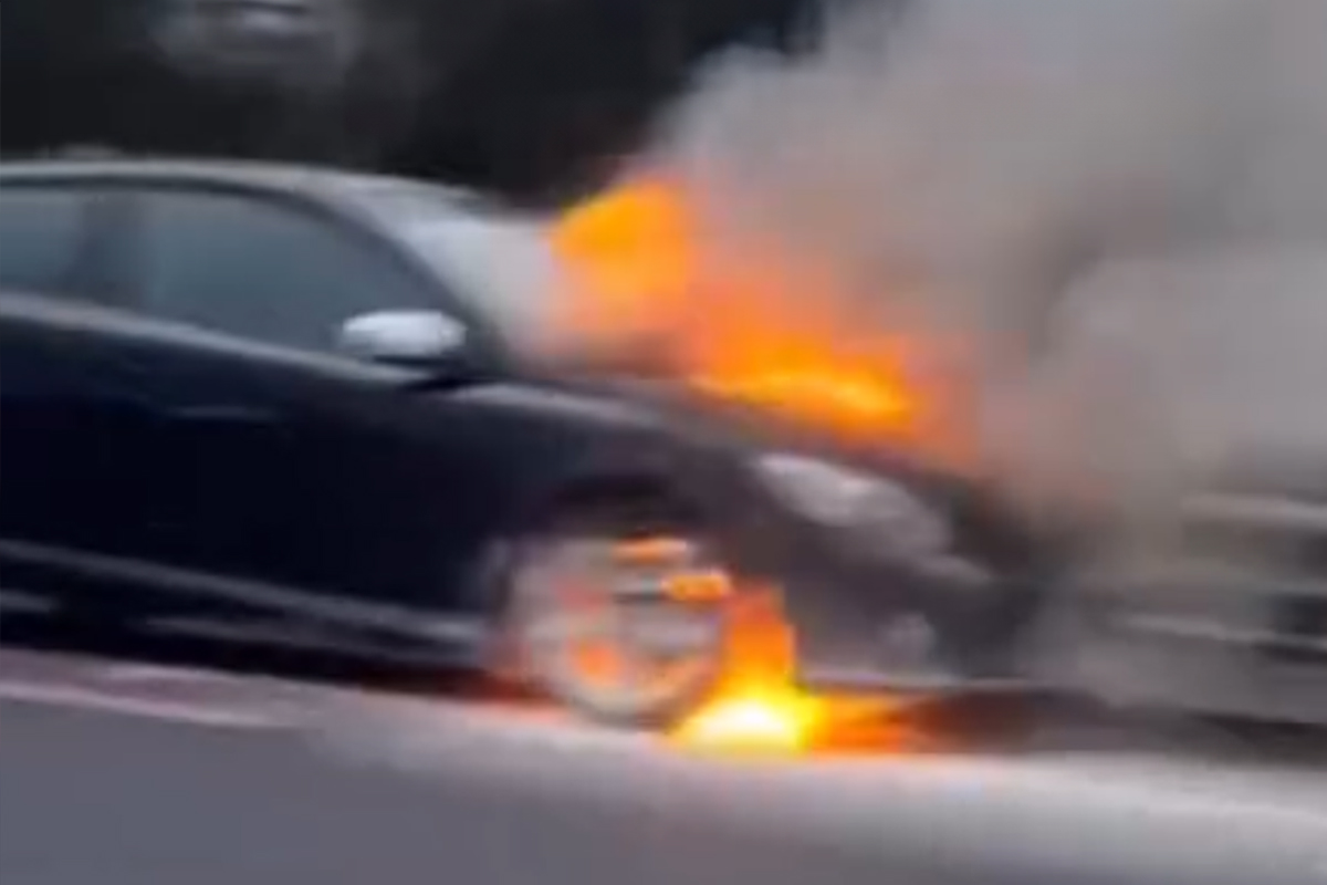 Car in flames on Eastern Freeway